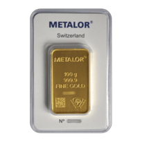 Gold 100 gram Metalor Minted Wafer Bar | Silver Bullion