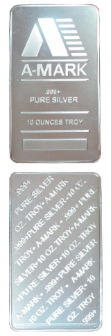 Silver Bullion - Product: A-Mark Silver Bar - 10 Ounce